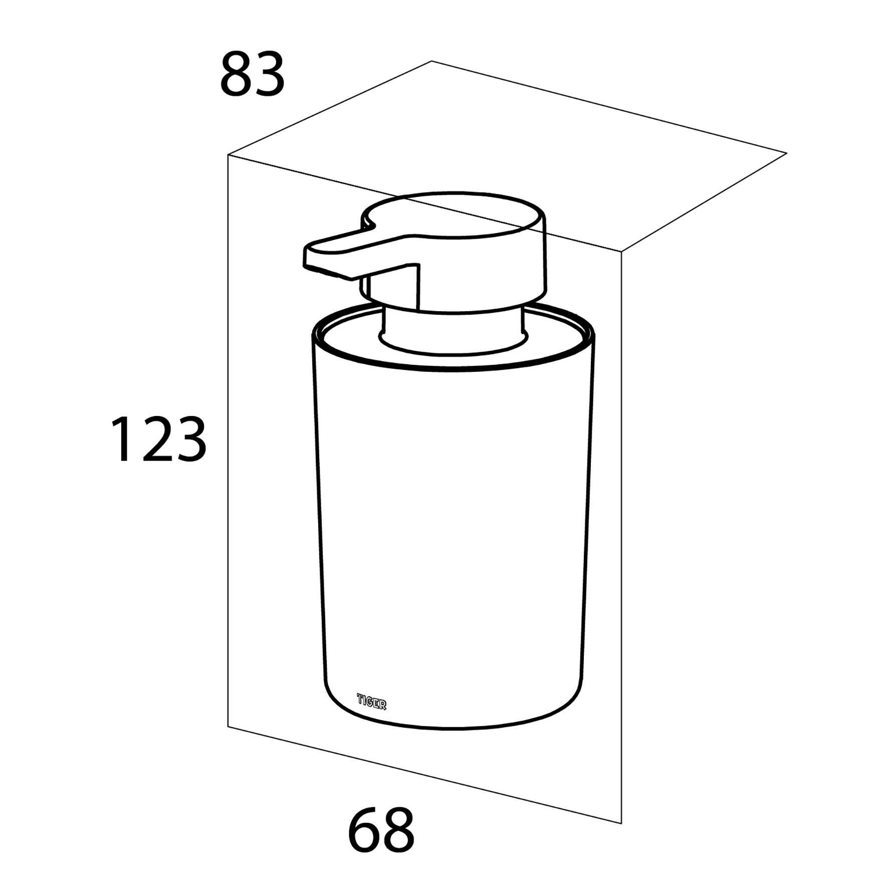 Pastatomas skysto muilo dozatorius Tiger Urban Black 0.18 l