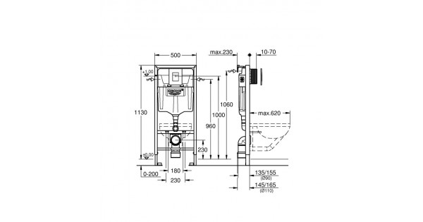 Grohe Rapid potinkinis remas 3 in 1 su baltu mygtuku