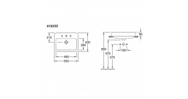 Praustuvas Villeroy & Boch Architectura 41935501, keramika, 550 mm x ...