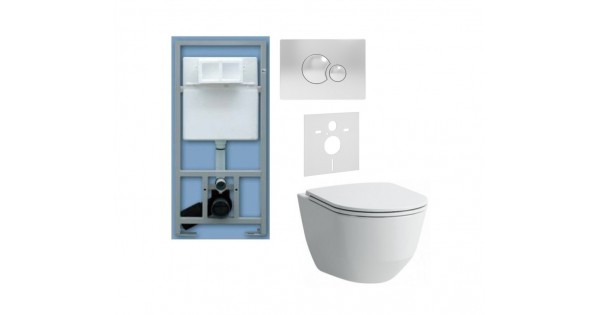WC rėmo Sanit ir pakabinamo klozeto Laufen Pro Rimless su lėtaeigiu ...