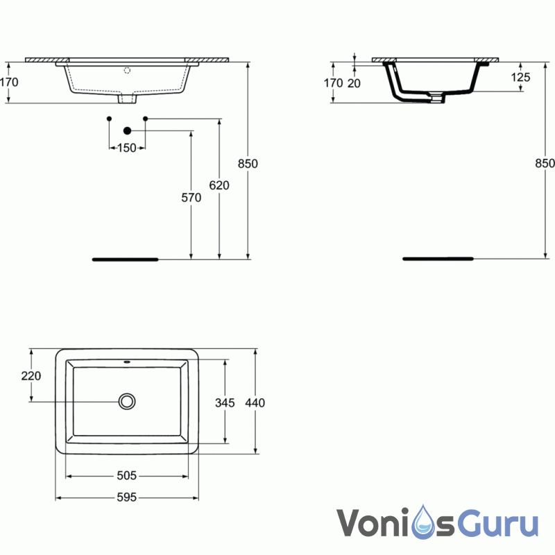 Ideal Standard Strada K077901 iš apačios montuojamas praustuvas 595x435