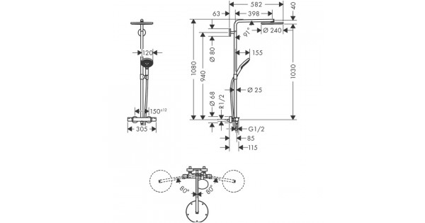 Hansgrohe dušo sistema Raindance Select S 240 1jet 27633670
