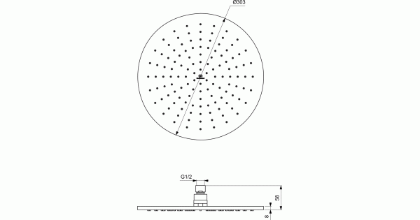 Ideal Standard lietaus dušo galva 300 mm su silikoniais purkštukais ...