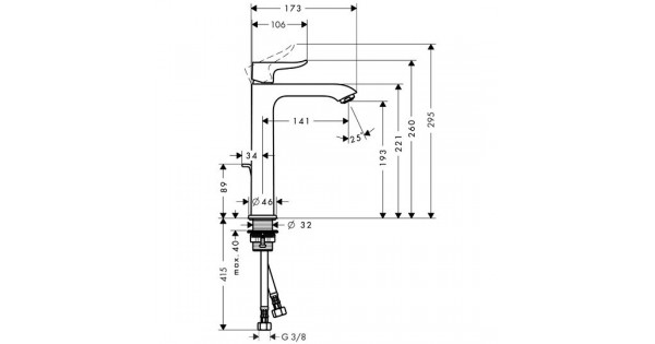 Aukštas hansgrohe Maišytuvas praustuvui METRIS 200 31183000 - Voniosguru.lt