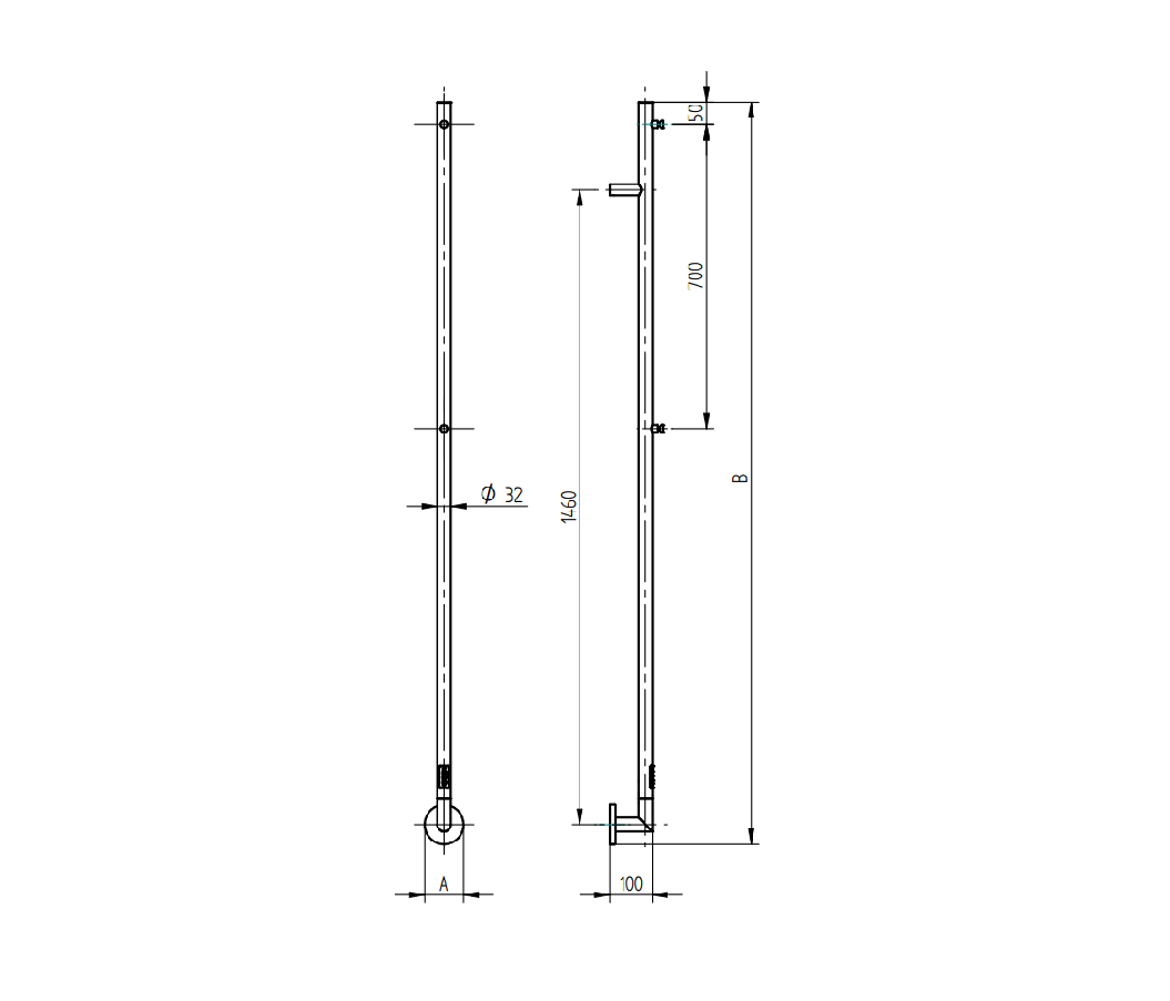 Elektrinis rankšluosčių džiovintuvas PMH Ole 10x170,8 cm, juoda matinė ...