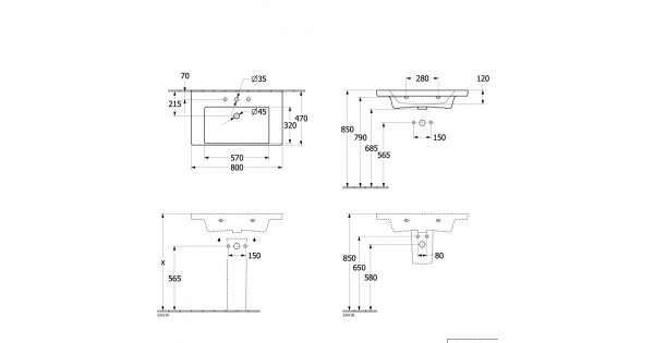 Villeroy & Boch praustuvas Subway 3.0 800 x 470 Su ceramic plus danga ...
